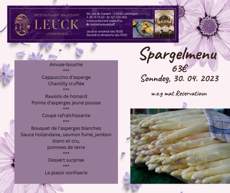 Spargelmenu – Restaurant – Wäistuff Leuck
