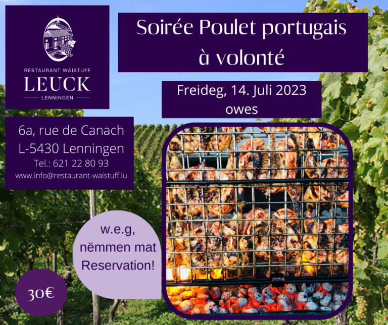 Poulet portugais à volonté – Restaurant – Wäistuff Leuck